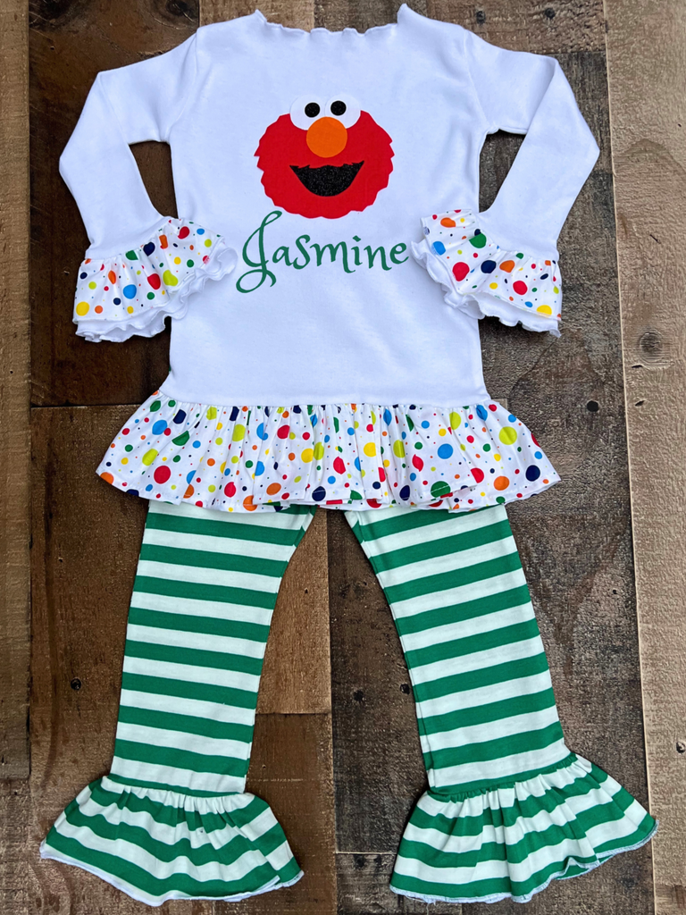 Elmo Personalized Birthday Girl Outfit | Lil' Bug Clothing