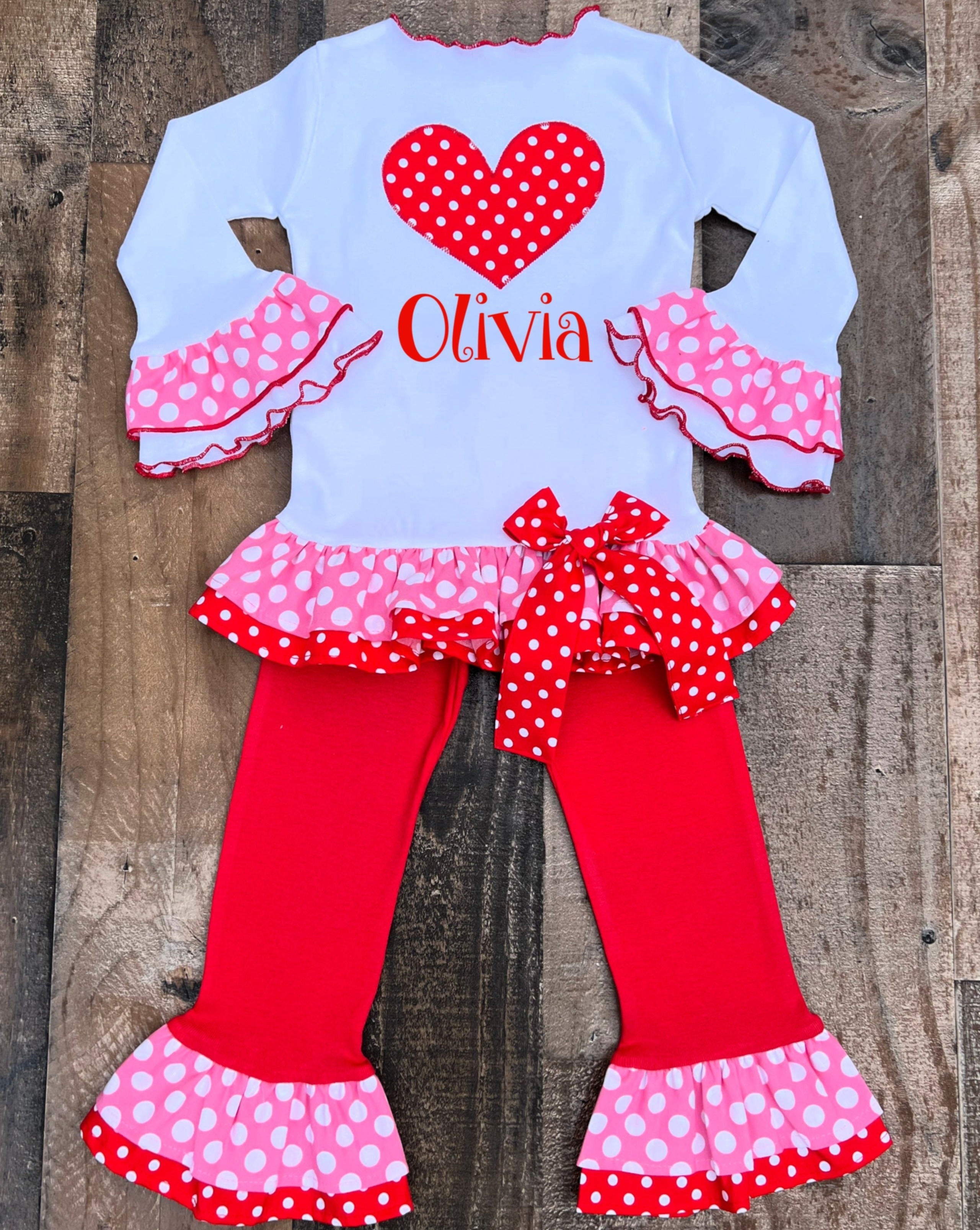 Valentines Day Top And Ruffled Leggings Outfit – Lil Bug Clothing