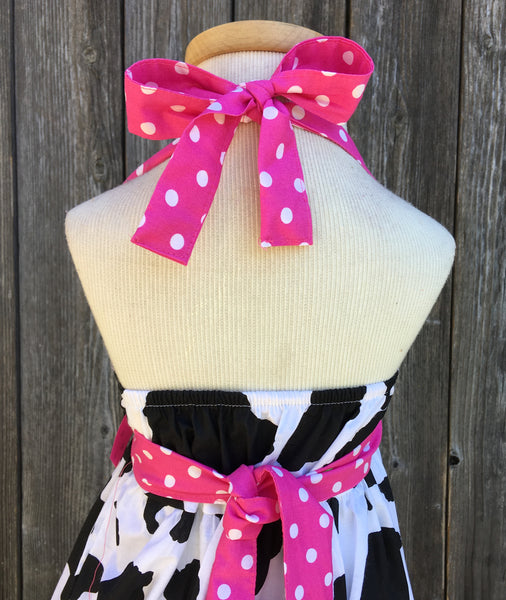 Hot Pink Western Wear Cow Print Dress